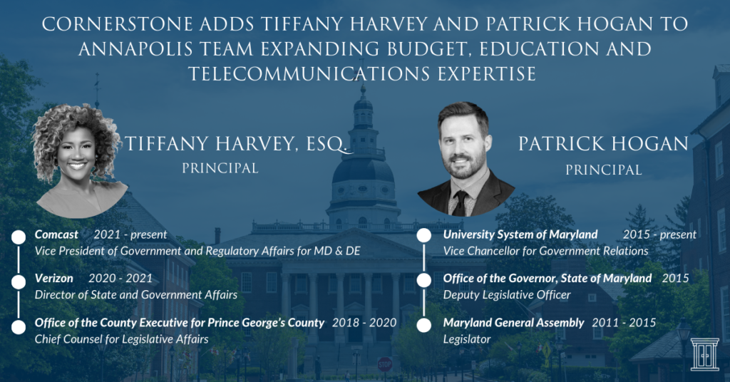 Cornerstone Adds Tiffany Harvey and Patrick Hogan to Annapolis Team ...