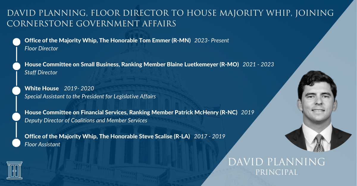David Planning, Floor Director to House Majority Whip, Joining ...